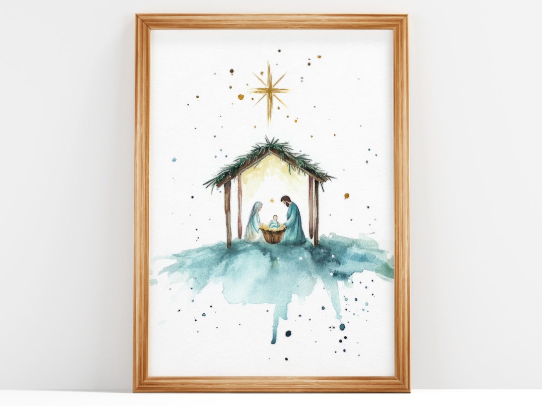 Star of Bethlehem, Nativity Scene, Christian Wall Decor, Jesus Painting ...