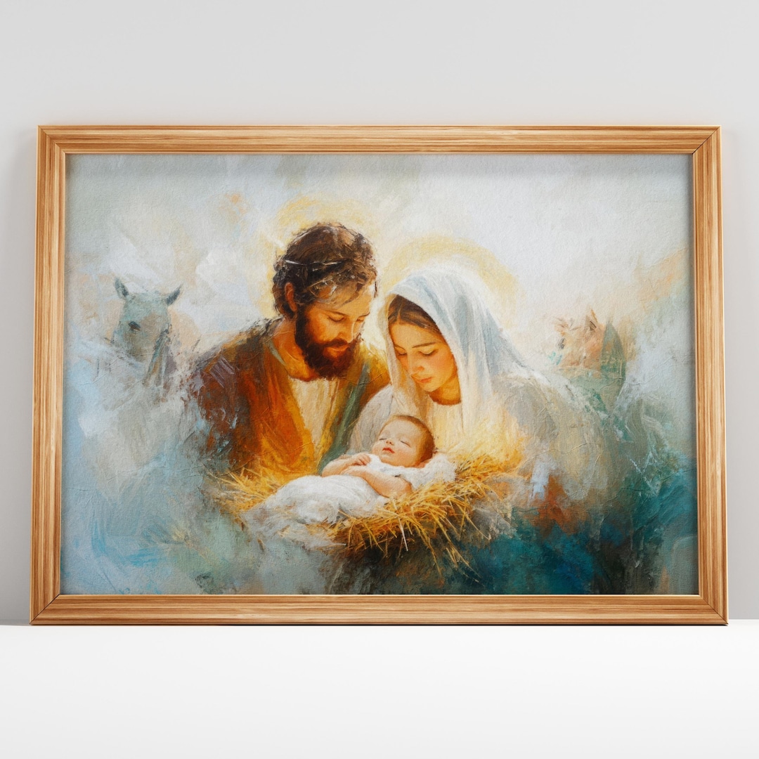 Nativity, Holy Night's Wonder, Christian Wall Decor, Jesus Painting ...