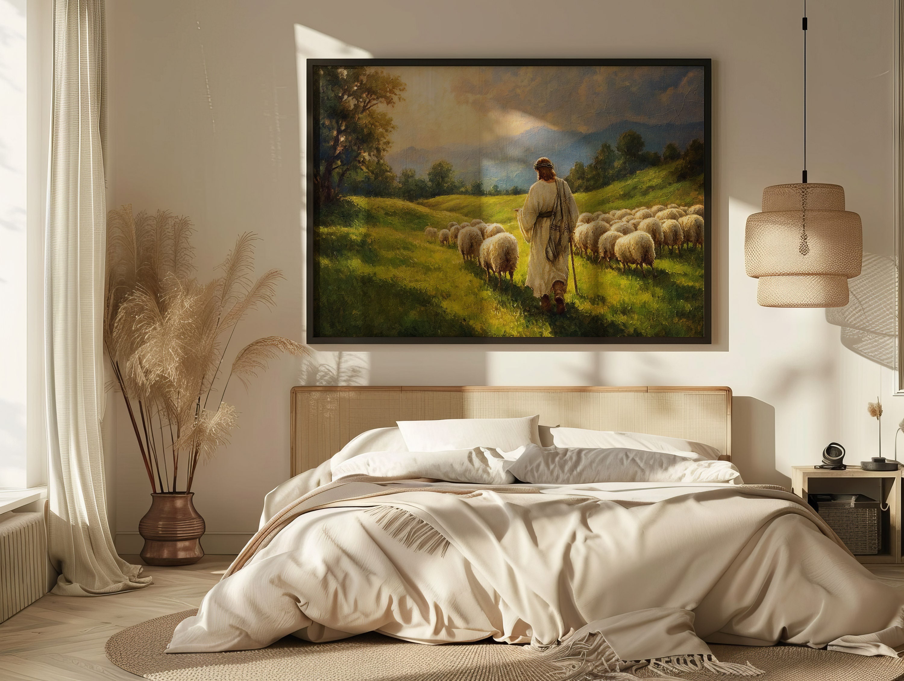 Jesus Shepherd Painting: Christian Pastoral Art (digital Download) - Etsy