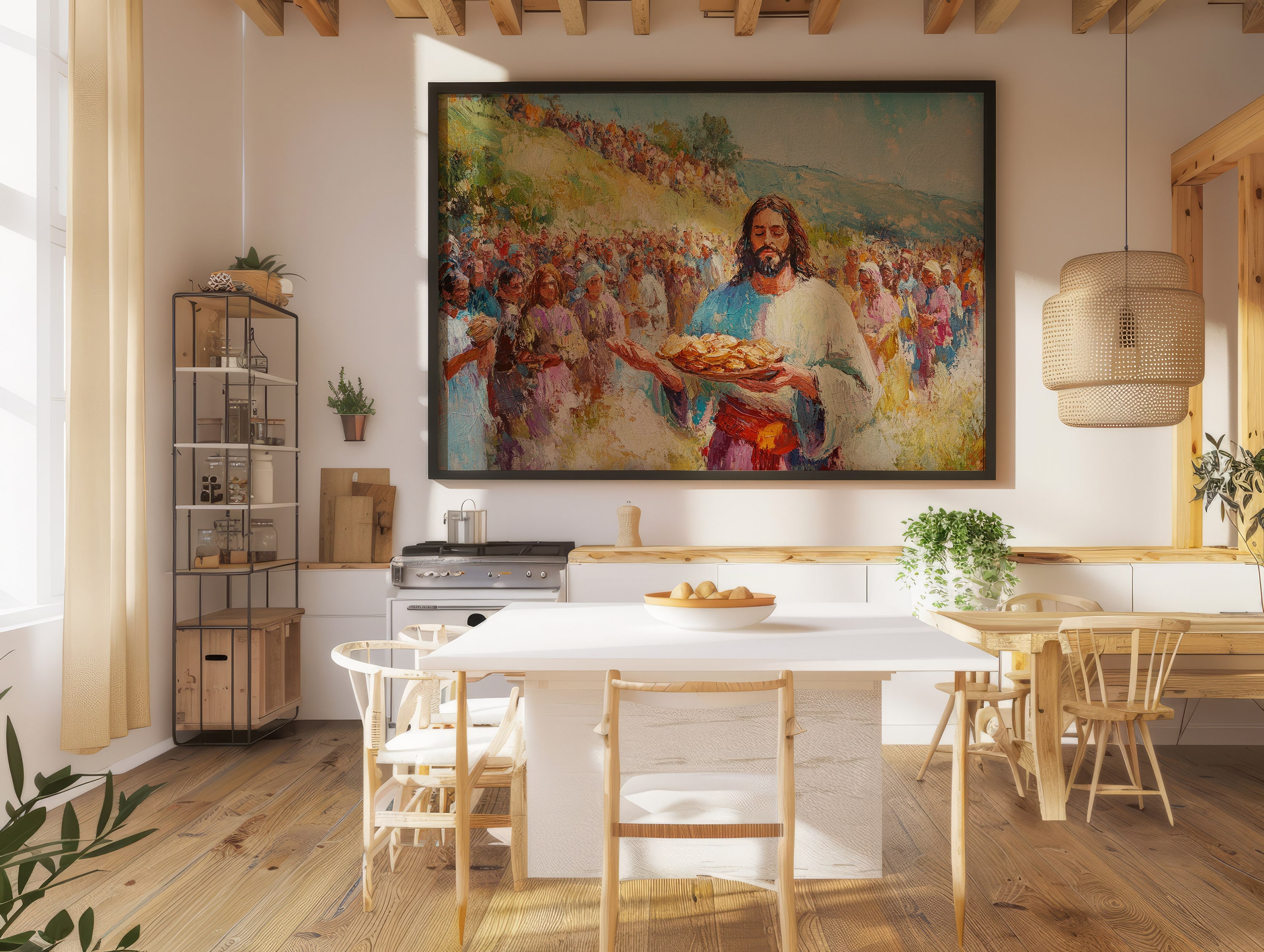 Jesus Feeds the 5000, the Miracle of Loaves and Fishes, Christian Art ...