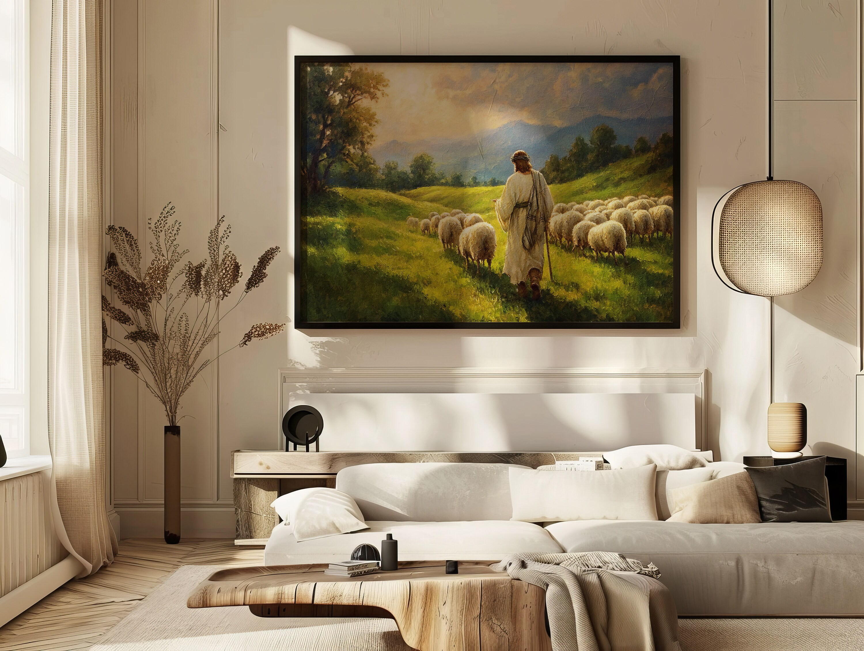 Jesus Shepherd Painting: Christian Pastoral Art (digital Download) - Etsy