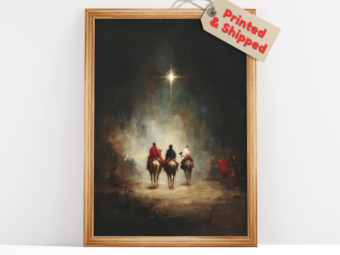 The Three Wise Men Watercolor Painting | Bethlehem Star Christian Wall ...