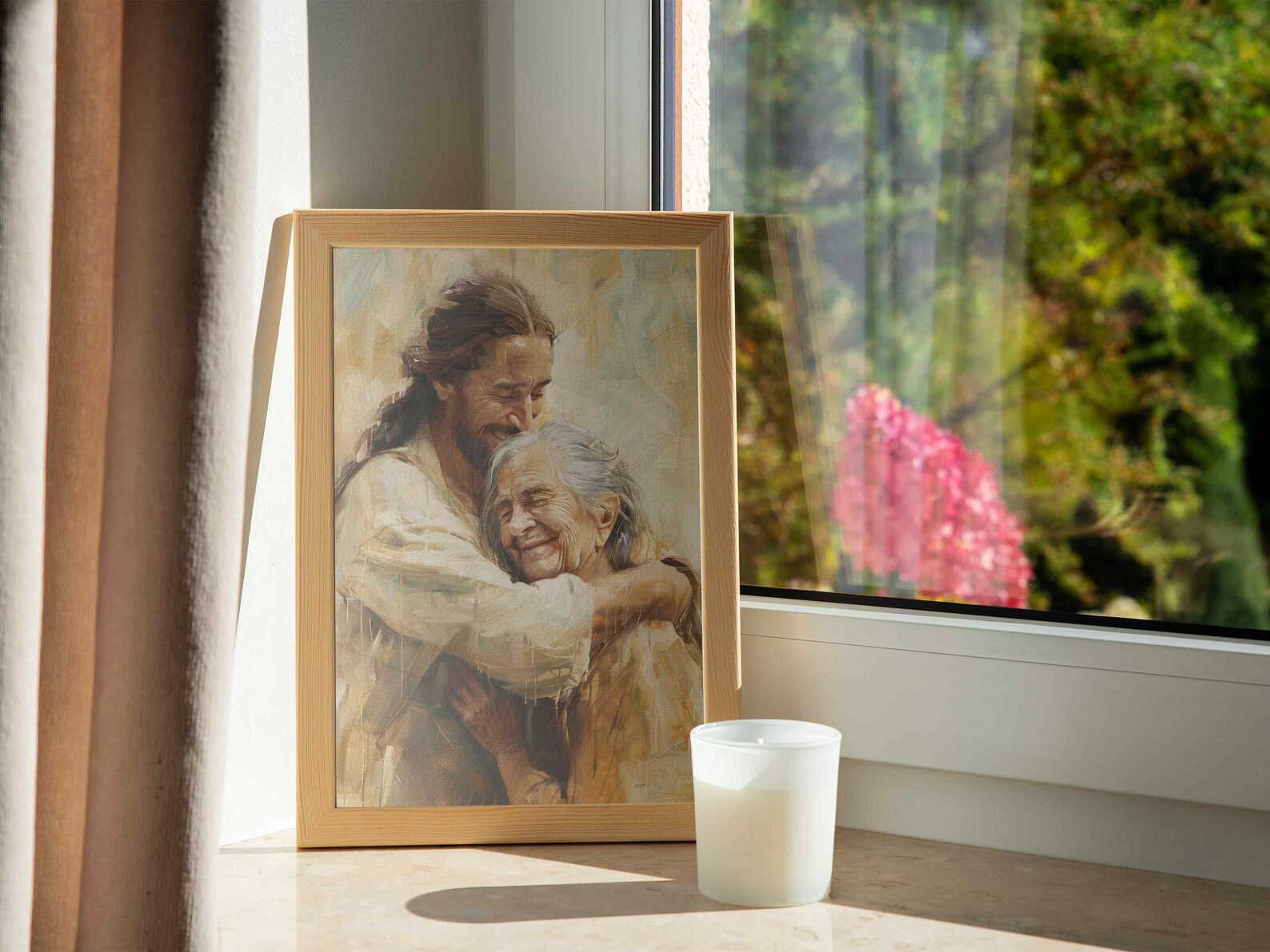 Divine Hug, Jesus and Elder Woman, Oil Painting Christian Wall Art ...