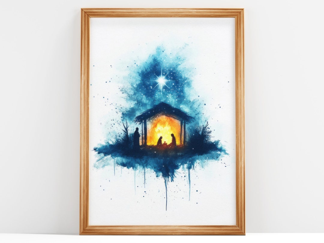 Star of Bethlehem, Nativity Scene, Christian Wall Decor, Jesus Painting ...