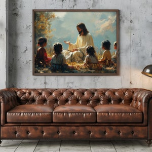 Jesus Playing With Children, Jesus Oil Painting, Christian Art, Jesus ...