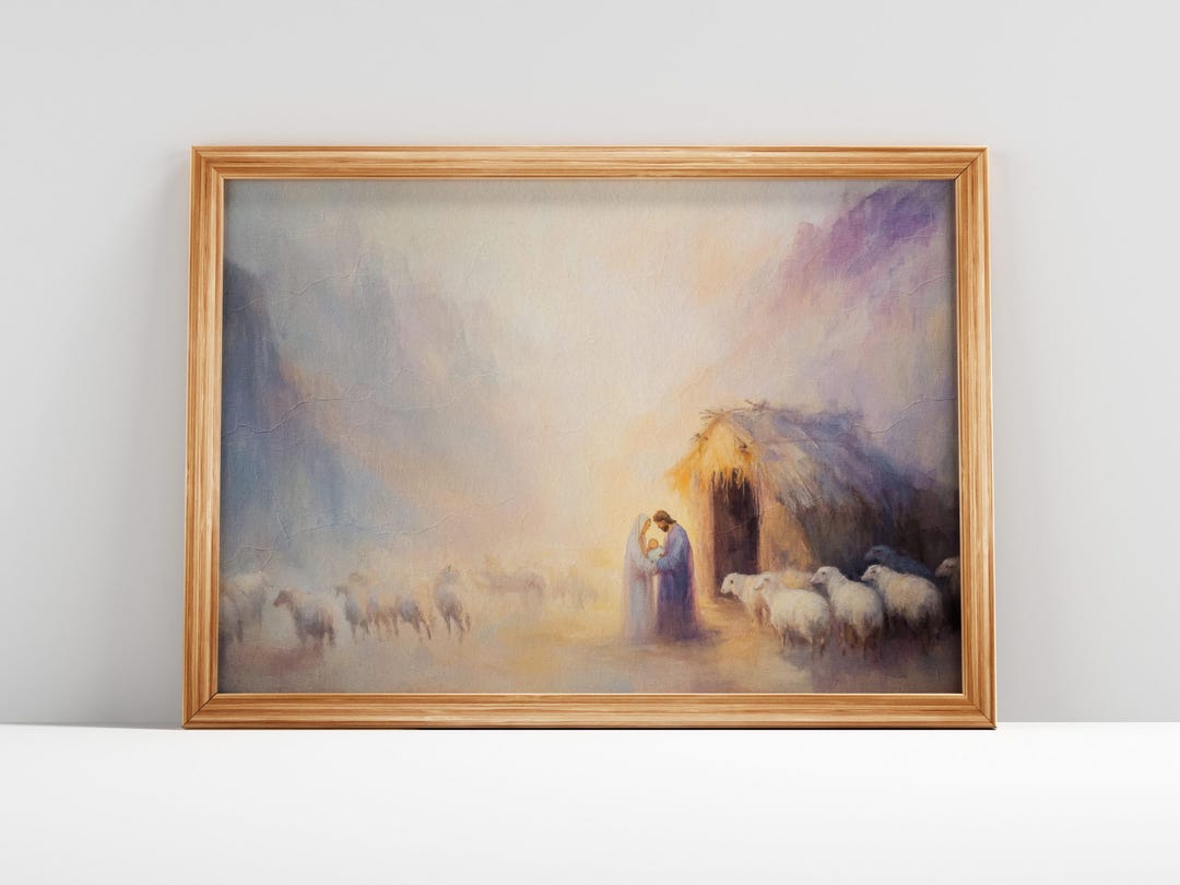 Holy Night's Wonder, Nativity Scene, Christian Wall Decor, Jesus ...