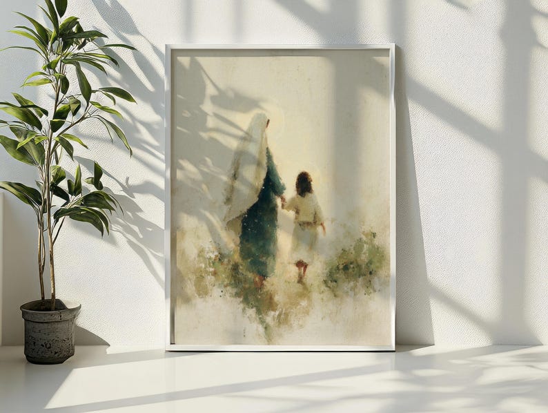 Virgin Mary and Child Jesus Walking | Tender Holy Family Moment ...