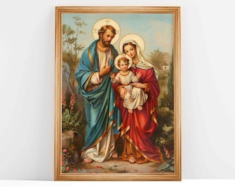 Holy Family Jesus, Mary, and Joseph set of 2 Paintings Digital Download ...