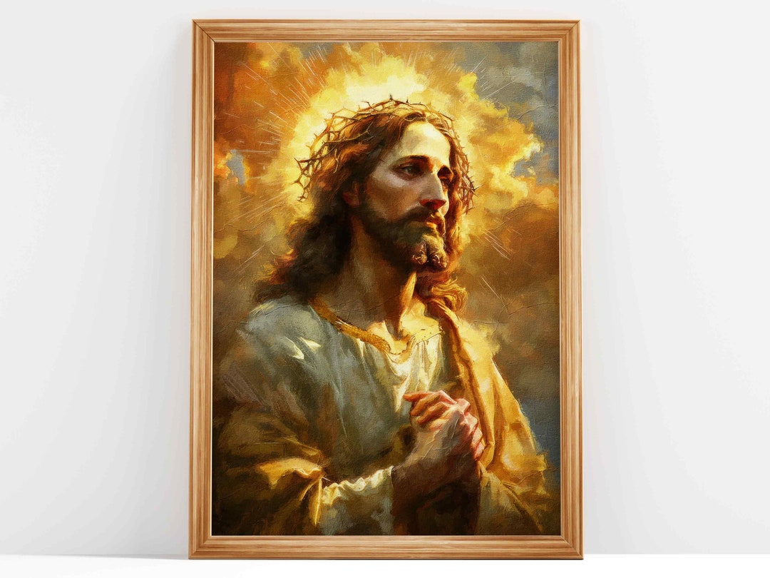 Crown of Thorns, Jesus Portrait, Jesus Oil Painting, Bible Verse Wall ...