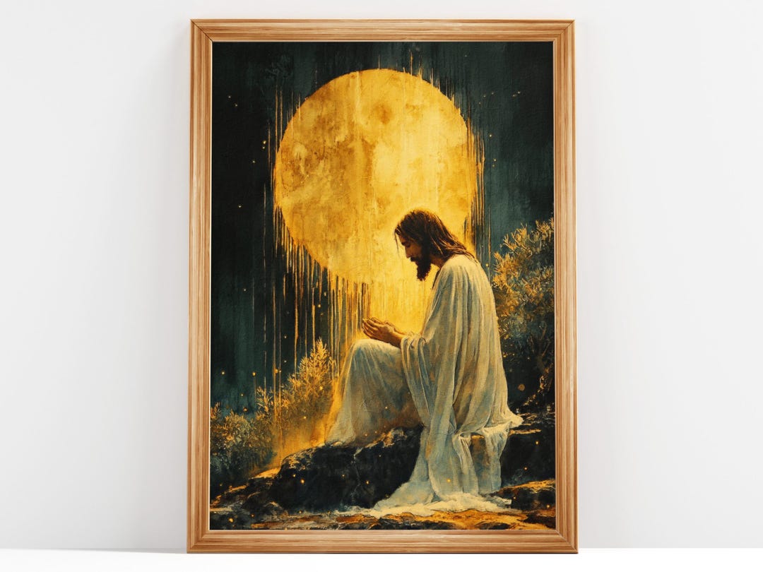 Jesus Praying Watercolor, Garden of Gethsemane, Jesus Oil Painting ...