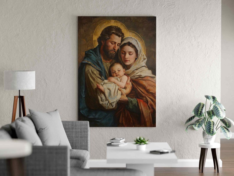 Holy Family Image of the Holy Family Oil Painting, Catholic Printable ...