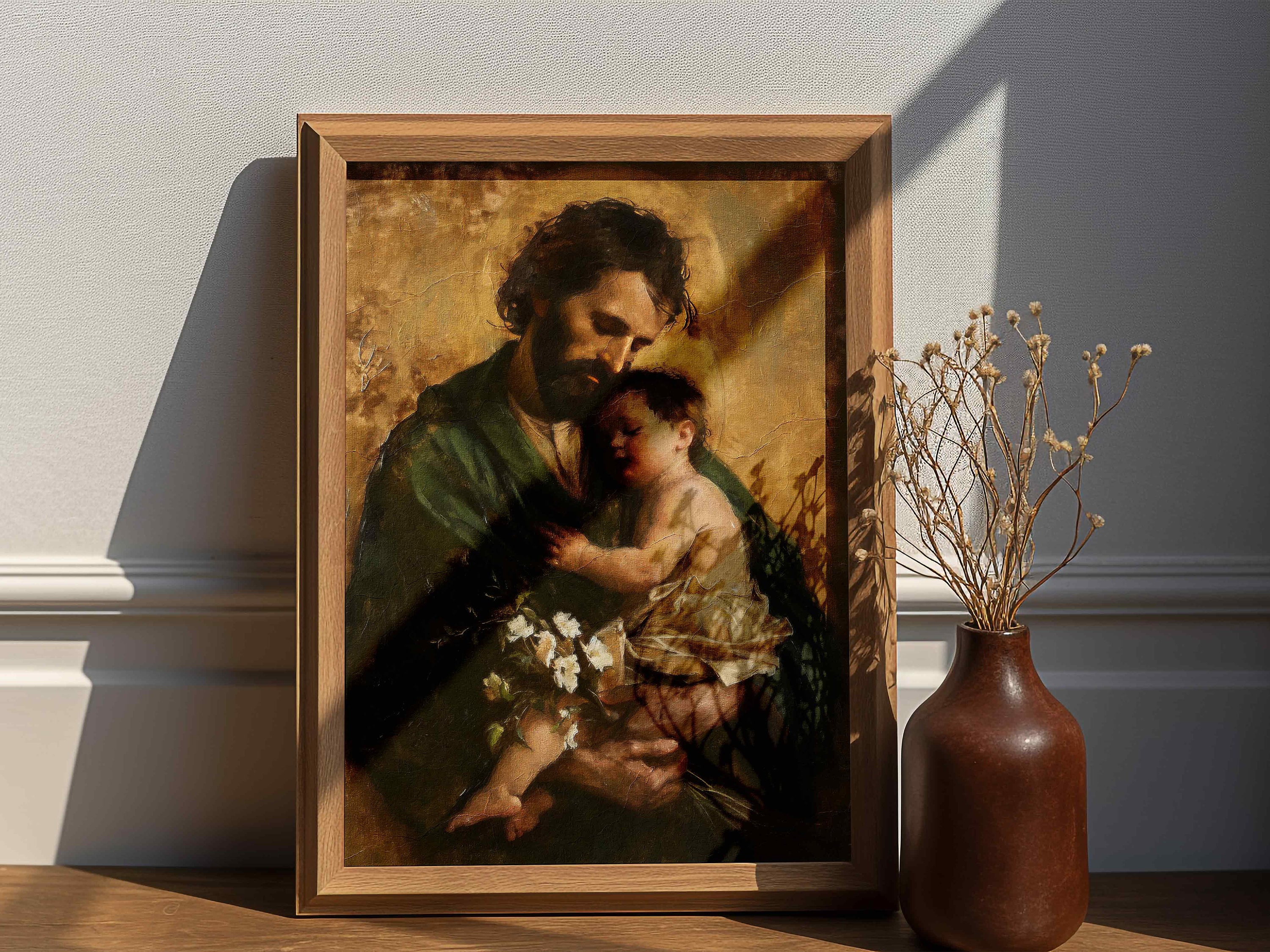 Saint Joseph's Tender Care | Oil Painting, Catholic Printable ...