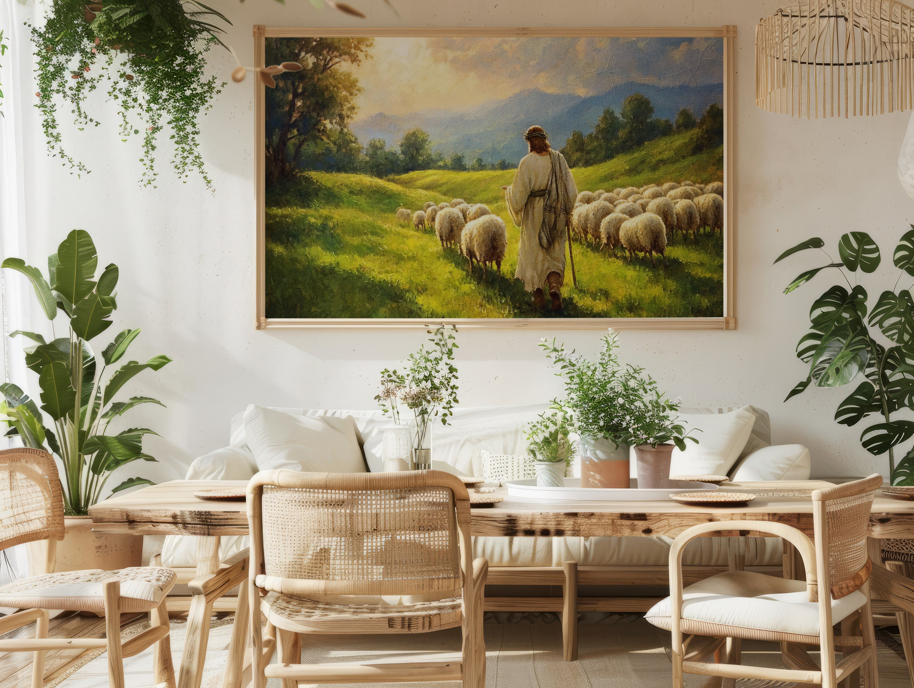 Jesus Shepherd Painting: Christian Pastoral Art (digital Download) - Etsy