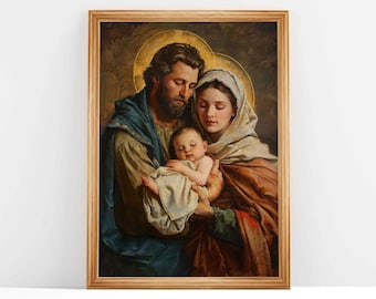 Holy Family by Their Home, Holy Family Poster, Jesus Mary and Joseph ...