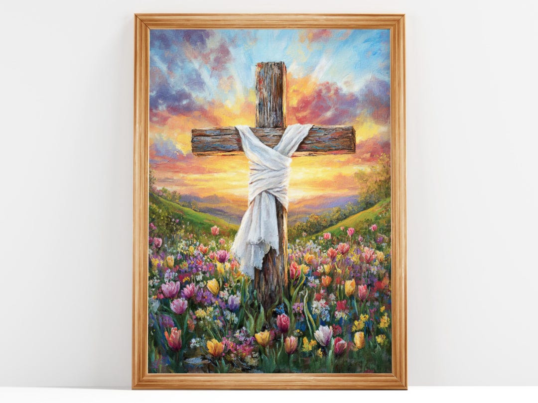 Easter Cross Art: Christian Resurrection Landscape (digital Download ...
