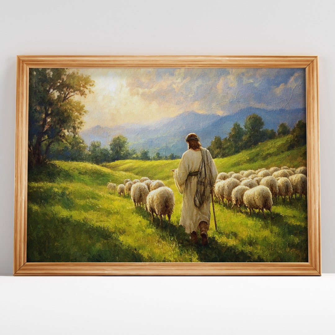 Jesus Shepherd Painting: Christian Pastoral Art (digital Download) - Etsy