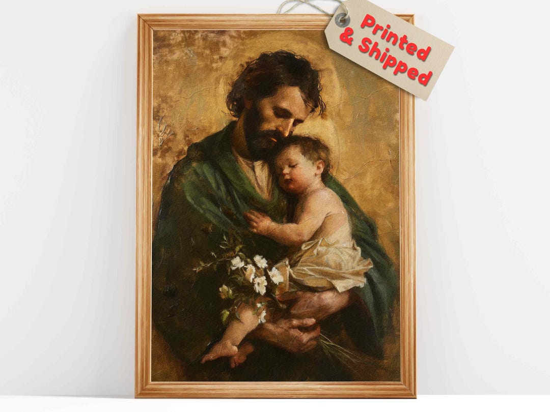 Saint Joseph’s Tender Care – Catholic Wall Art Print | Christian Home ...
