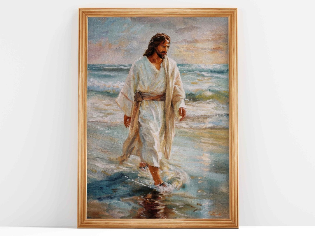 Celestial Walk, Divine Path, Jesus Walking on Water, Jesus Oil Painting ...