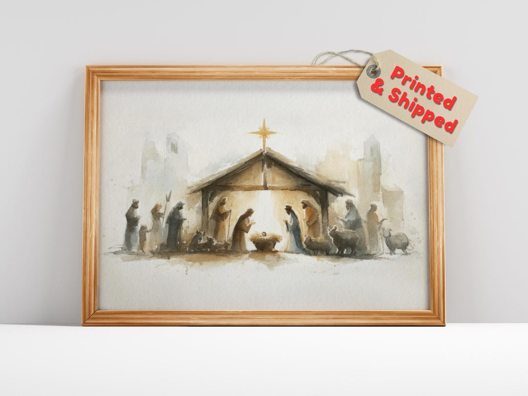 Modern Nativity Watercolor | Holy Family Wall Art | Faith and Light ...