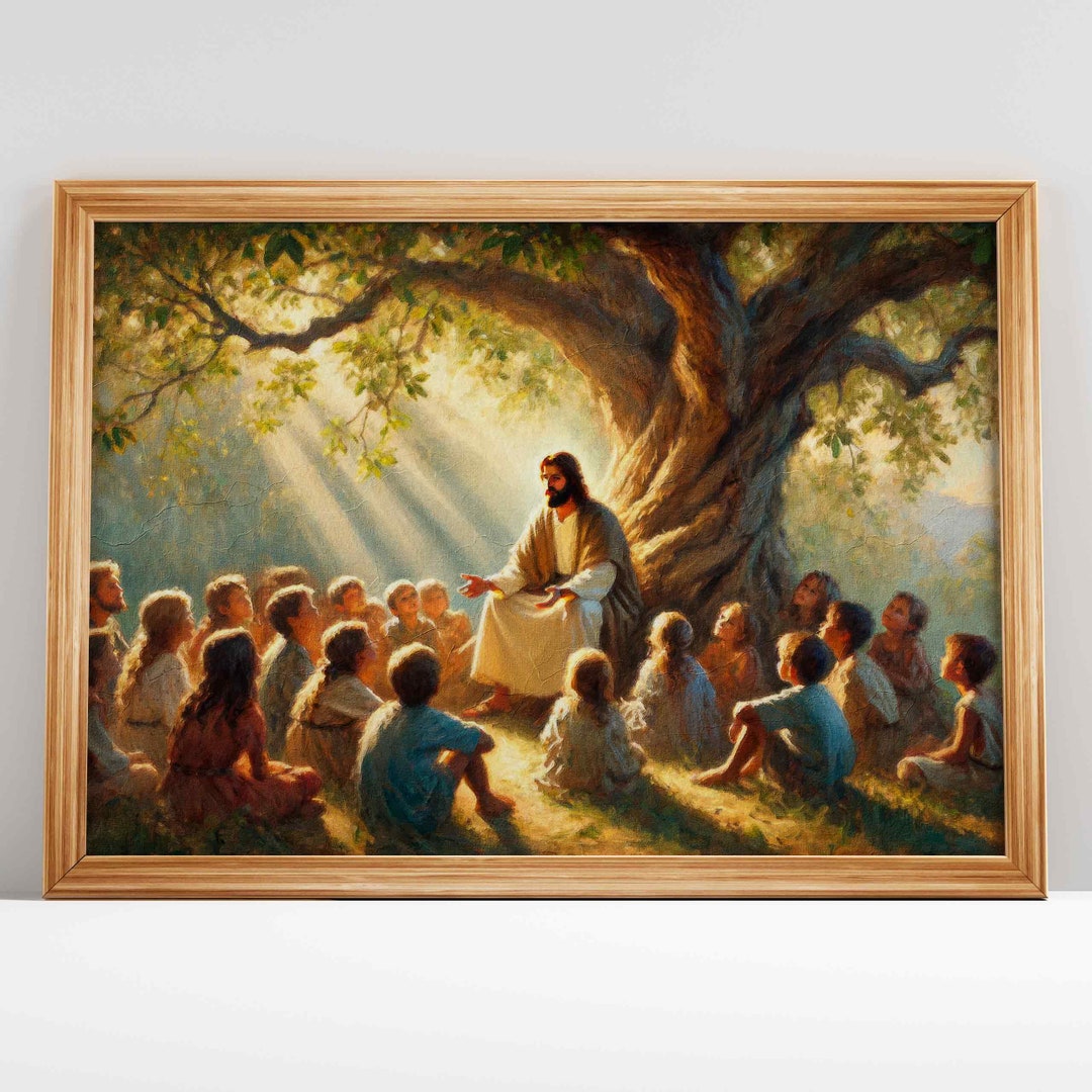 Jesus Teaching Children Art Print: Sacred Christian Oil Painting ...