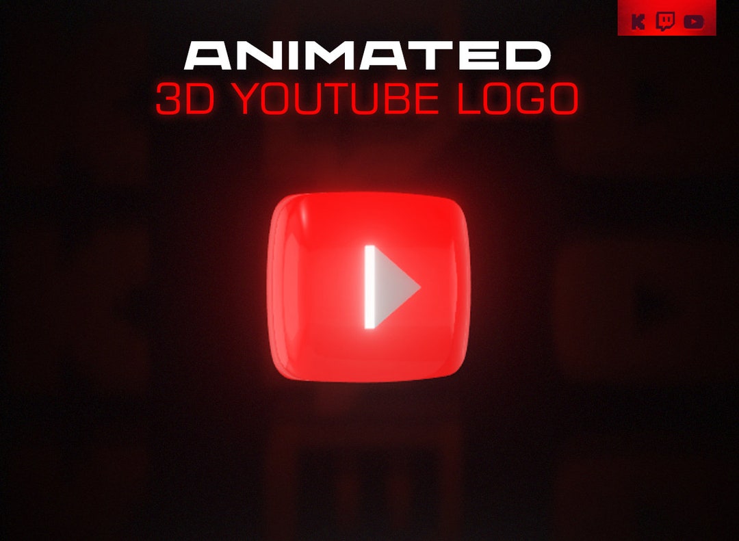 3D Youtube Logo | 3D Youtube Logo Animated | Youtube Animation | 3D Youtube - Etsy