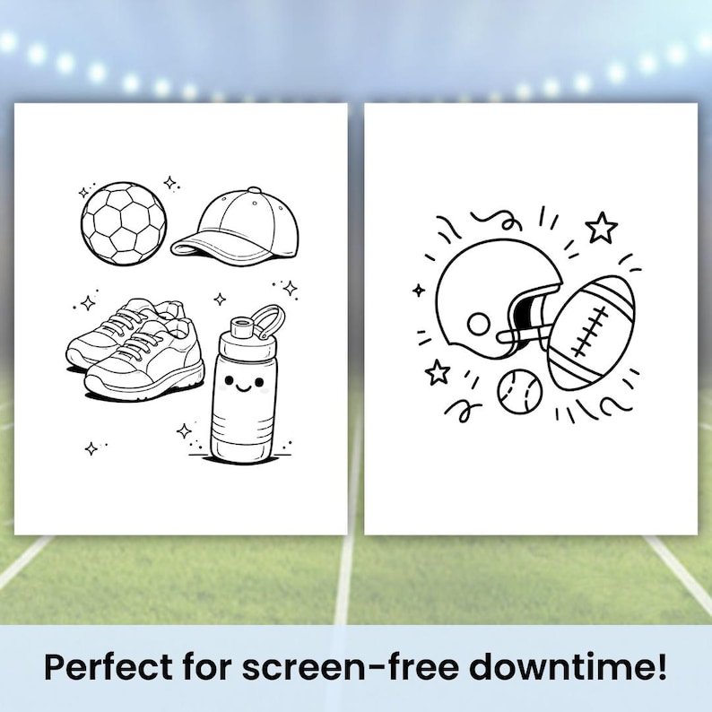 Sports Coloring Pages, 25 Page Set, Baseball, Football, Tennis, Instant ...