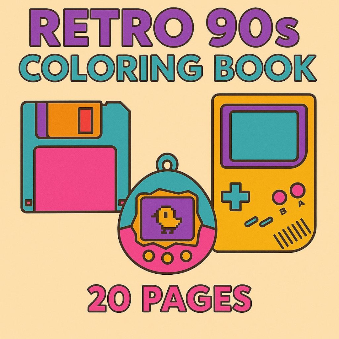 Retro 90s Coloring Pages, Coloring Book, Coloring Sheets, Digital ...