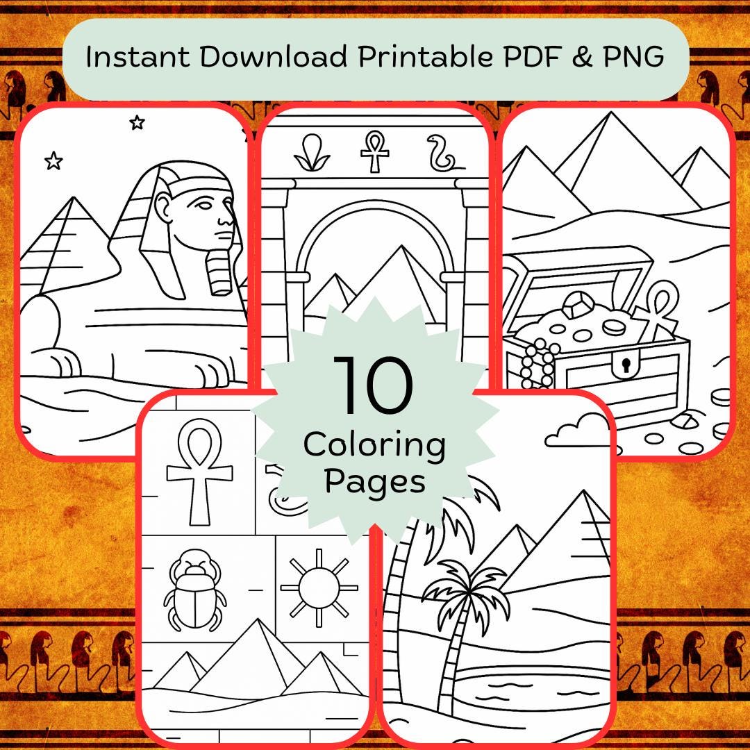 Pyramids Coloring Pages | Printable Egypt Coloring Book | Kids & Adults ...