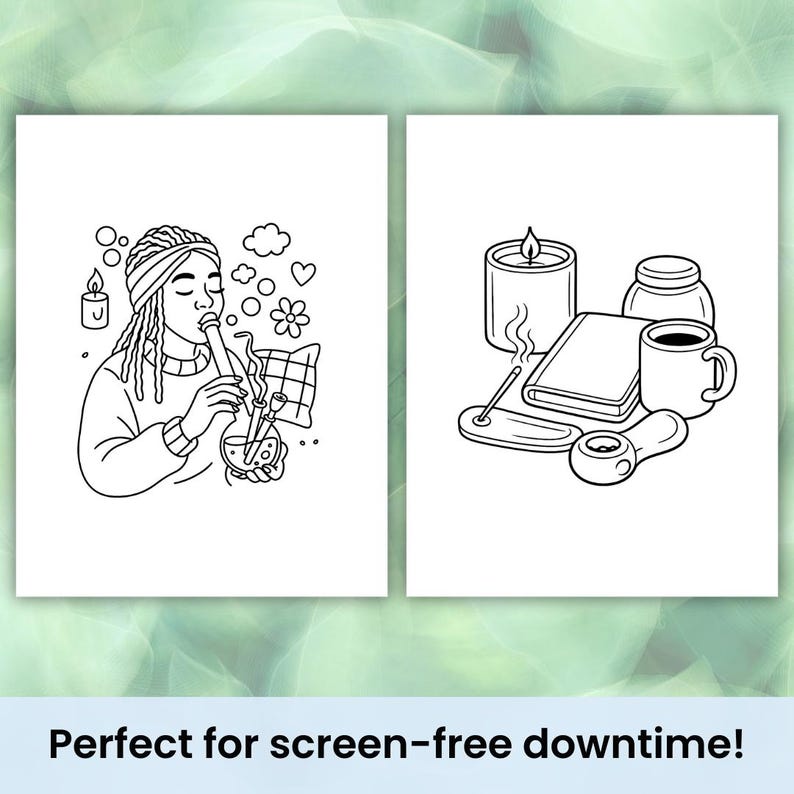 Cozy Stoner Girl Coloring Pages - 30 Page Printable Adult Coloring Book ...