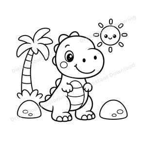 Dinosaur Adventure Coloring Book Printable PDF PNG | Cute Kawaii Dino ...