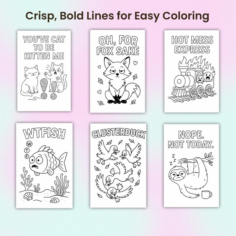 Unhinged Swear Words Coloring Pages, Adult Humor, 10 Pages Coloring ...