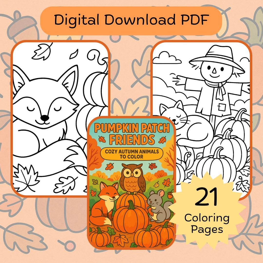 Autumn Coloring Pages, Fall Coloring Pages, Digital Download PDF & PNG ...