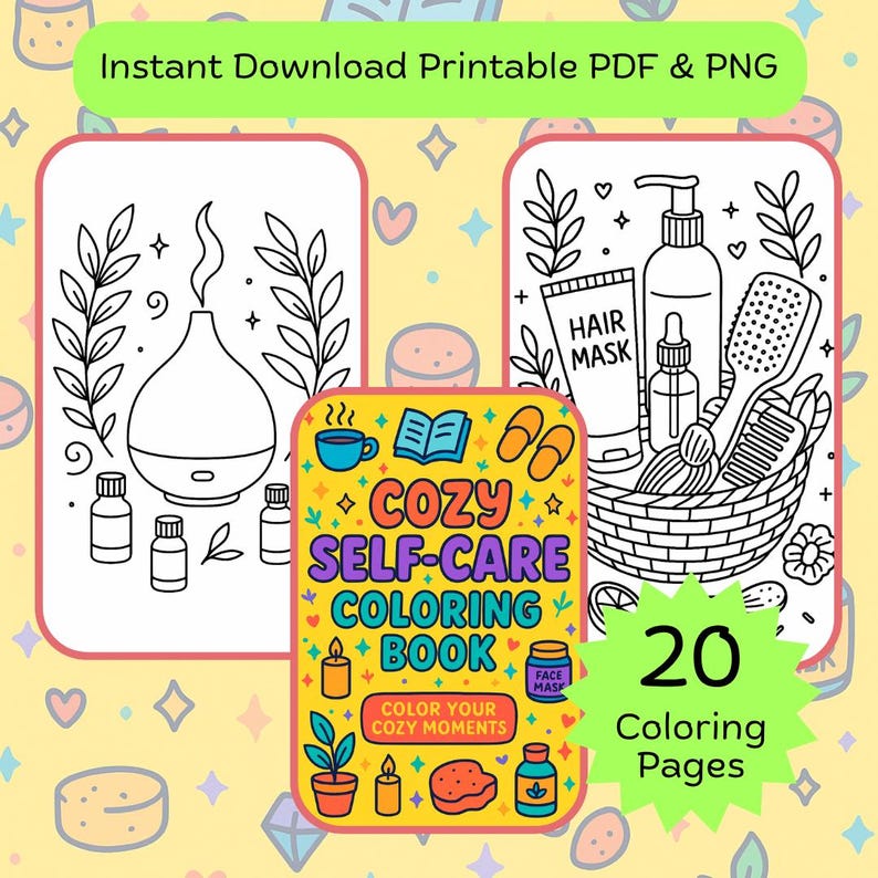 Self Care Coloring Pages, 20 Coloring Sheets, Stress Relief Pages, PDF ...