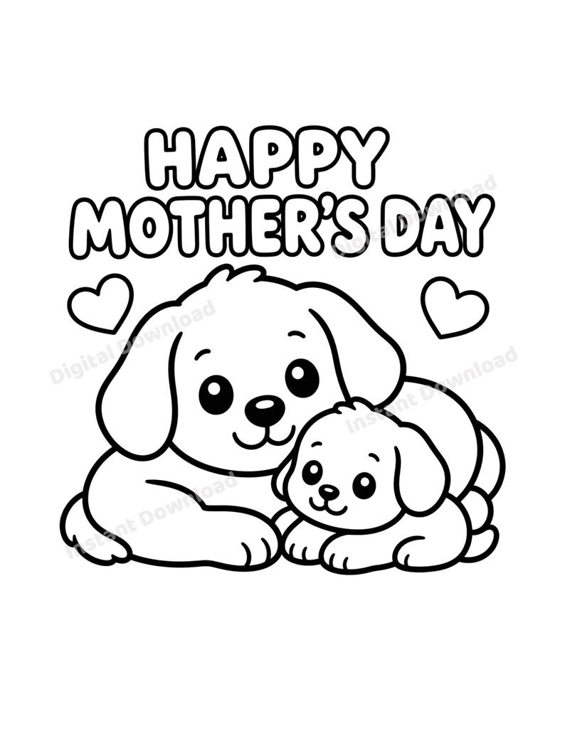 Mother's Day Coloring Book | Kawaii Animals, Kids Activity (PDF PNG) - Etsy