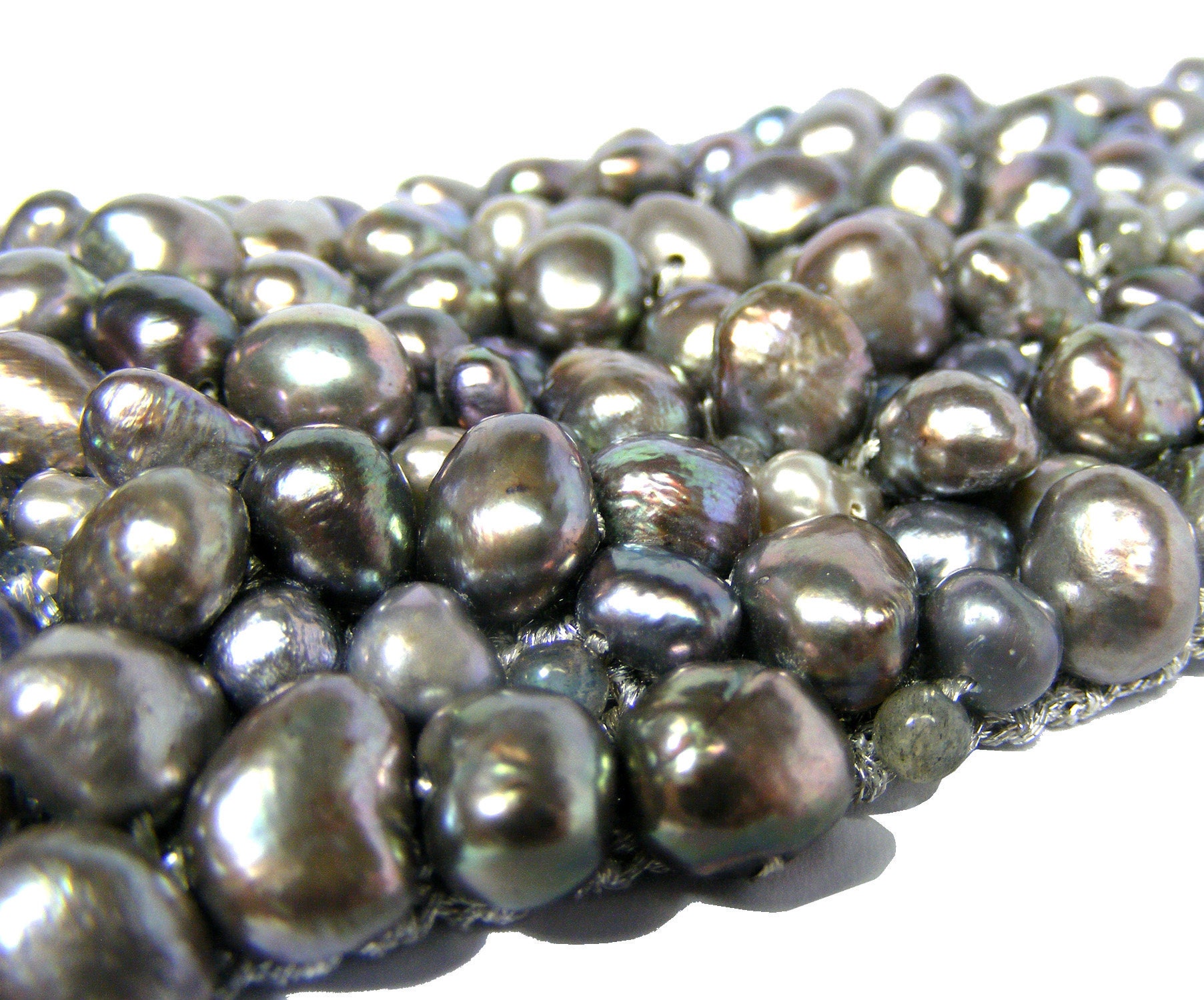 Handmade Cuff Bracelet Grey Pearl Made to Order | Etsy