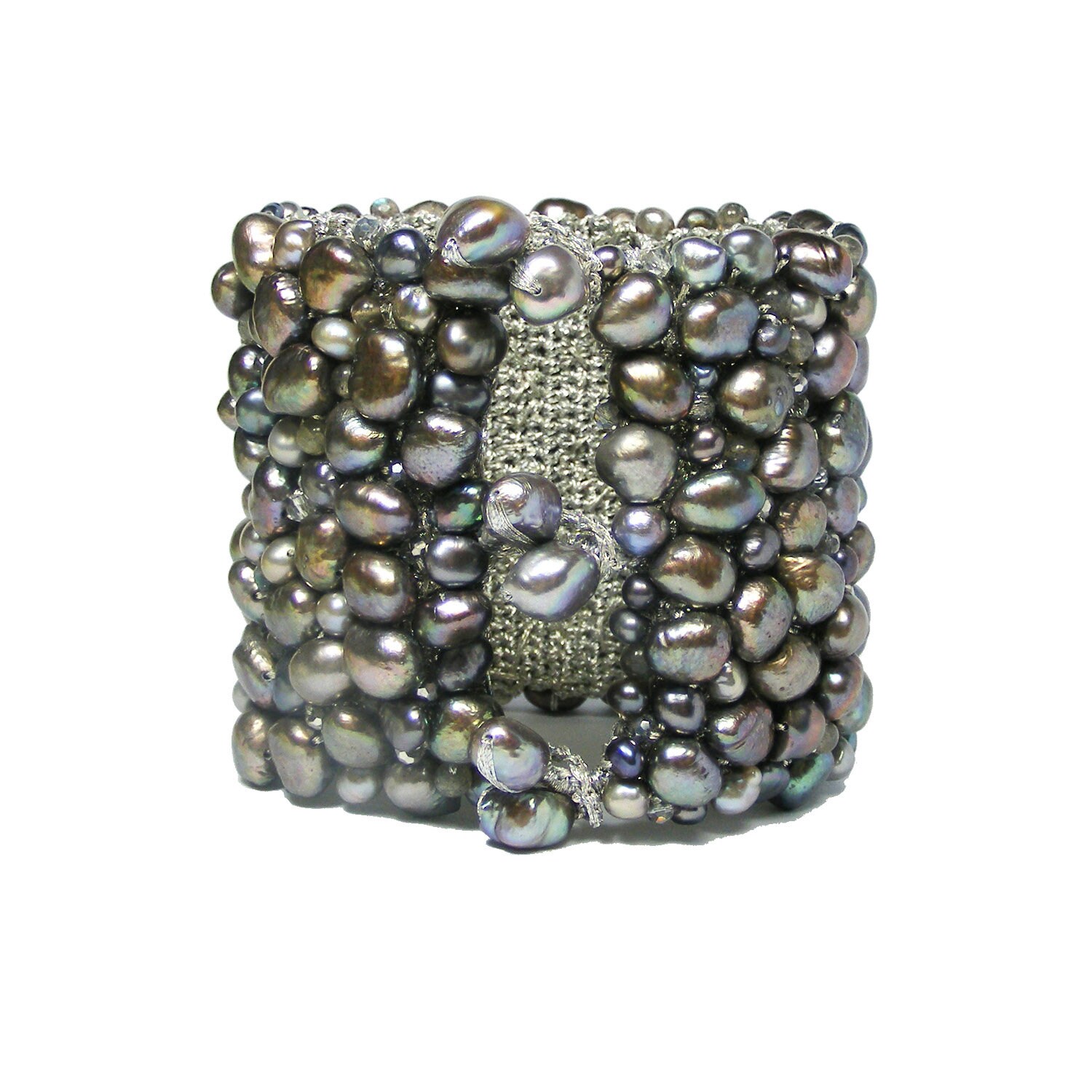 Handmade Cuff Bracelet Grey Pearl Made to Order | Etsy