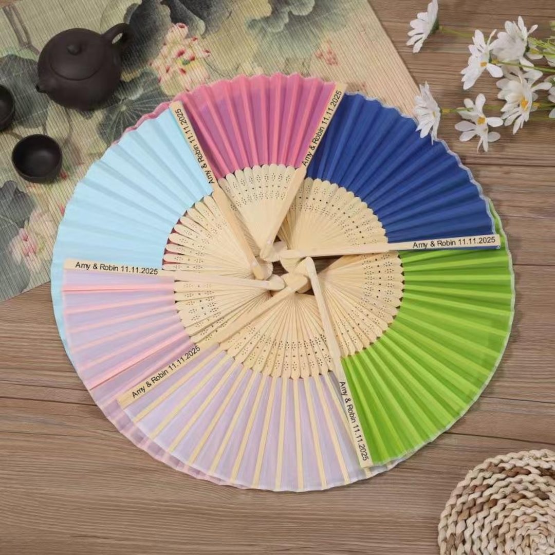 20pcs Bamboo Fans, Custom Hand Fans, Folding Fan, Handheld Fan, Wedding ...