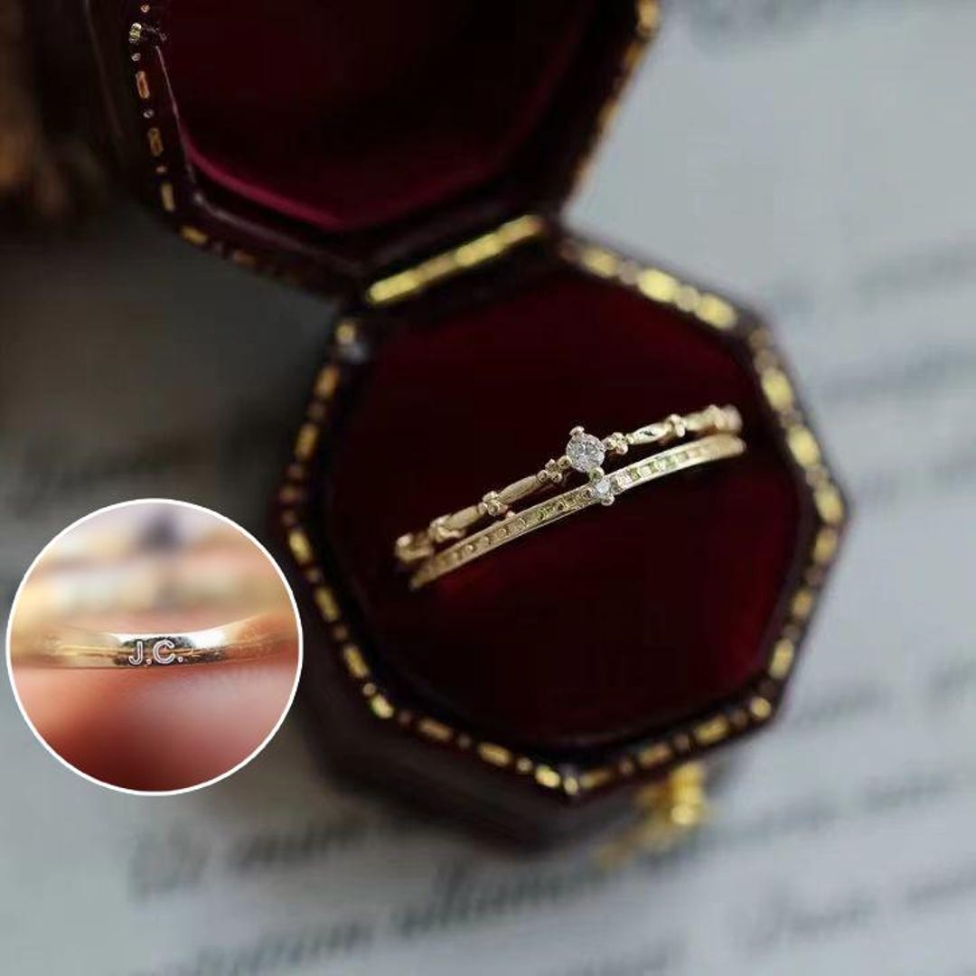 Engraved Crown Ring, Gold Plated Minimalist Diamond Engagement Rings ...