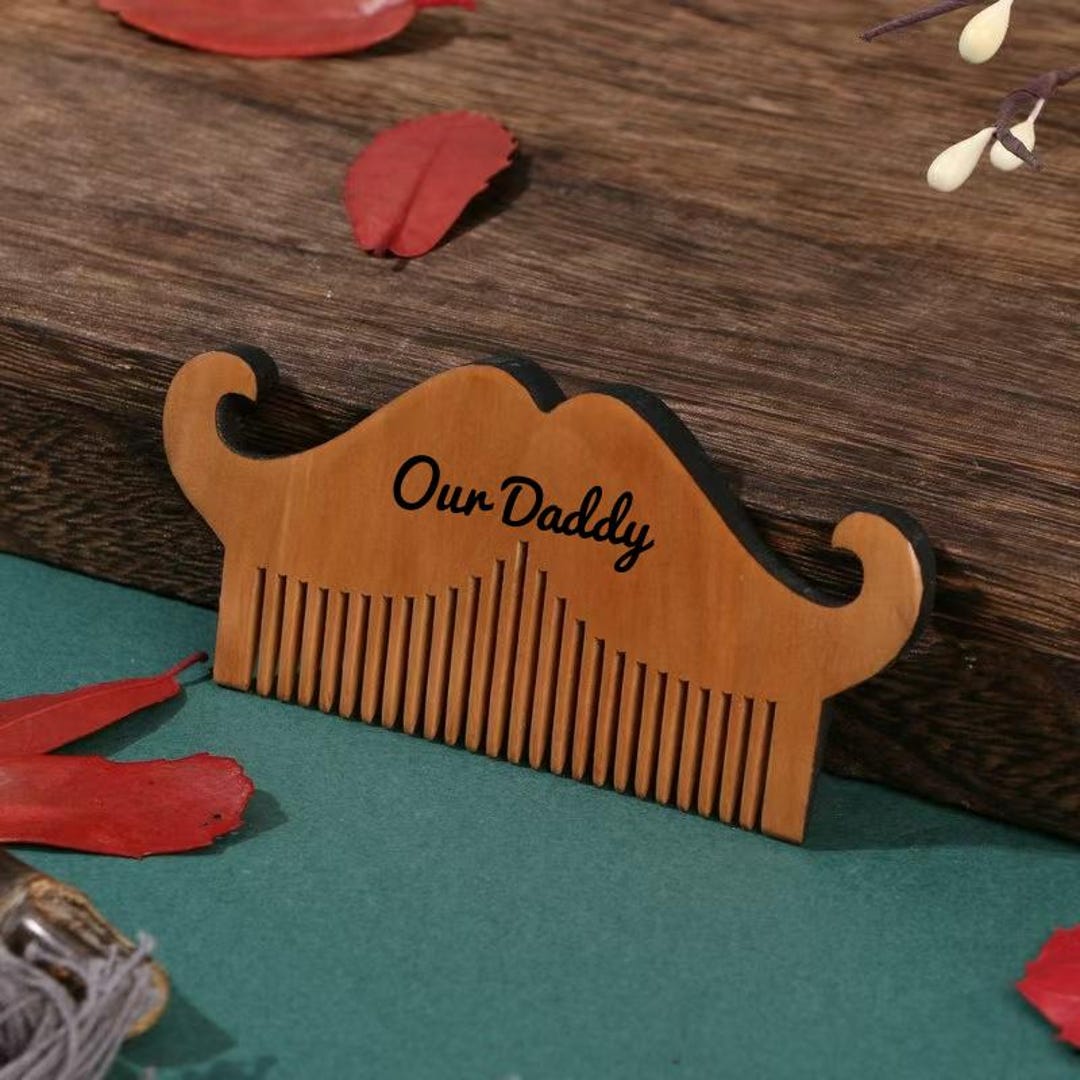 Laser Engraved Wooden Moustache Beard Comb, Custom Comb, Fathers Day ...