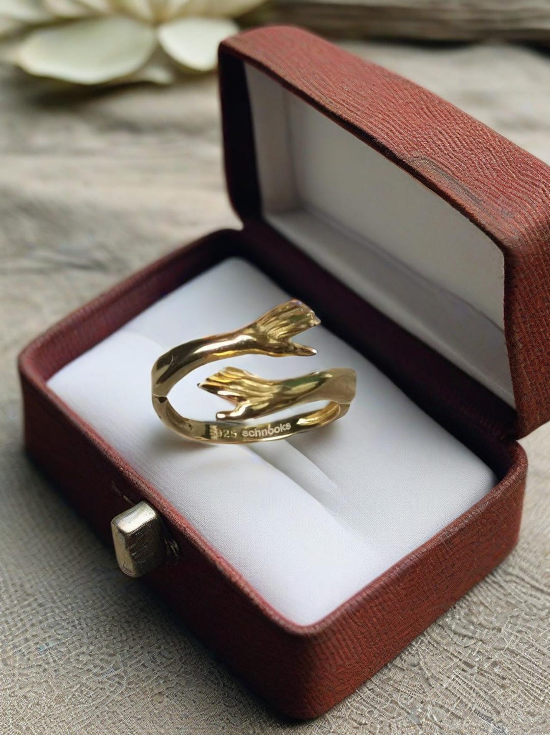 Engraved 14K Gold Hug Rings for Men and Women, Sterling Silver Ring ...