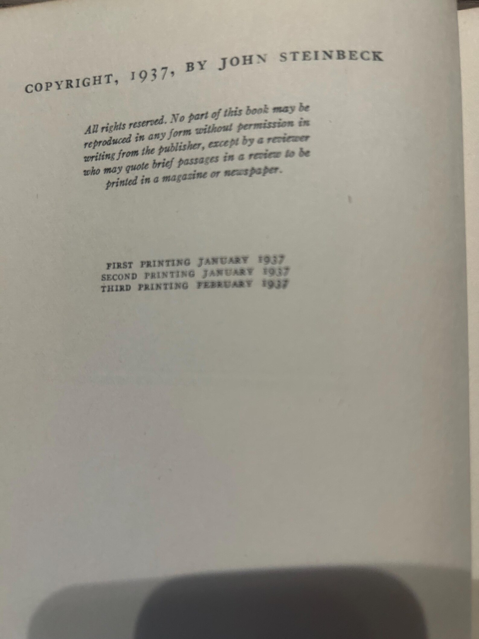 Of Mice and Men John Steinbeck TRUE 1st Edition Covici Friede 1937 ...