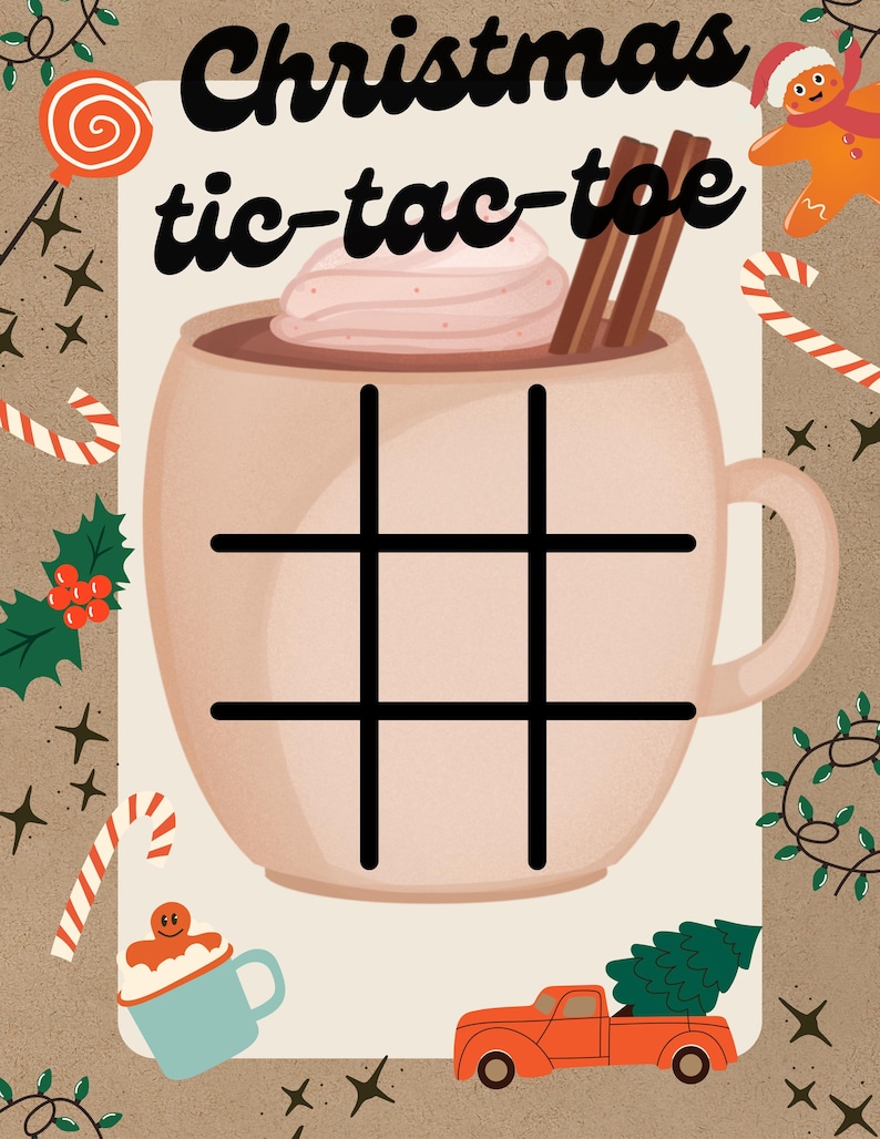 Jeu De Noël Imprimable : Carte De Tic-tac-toe Joyeux Noël, Activités ...