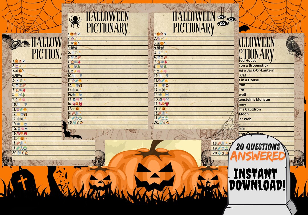 Pictionary Emoji Halloween, Jeu De Société à Imprimer, Activité ...