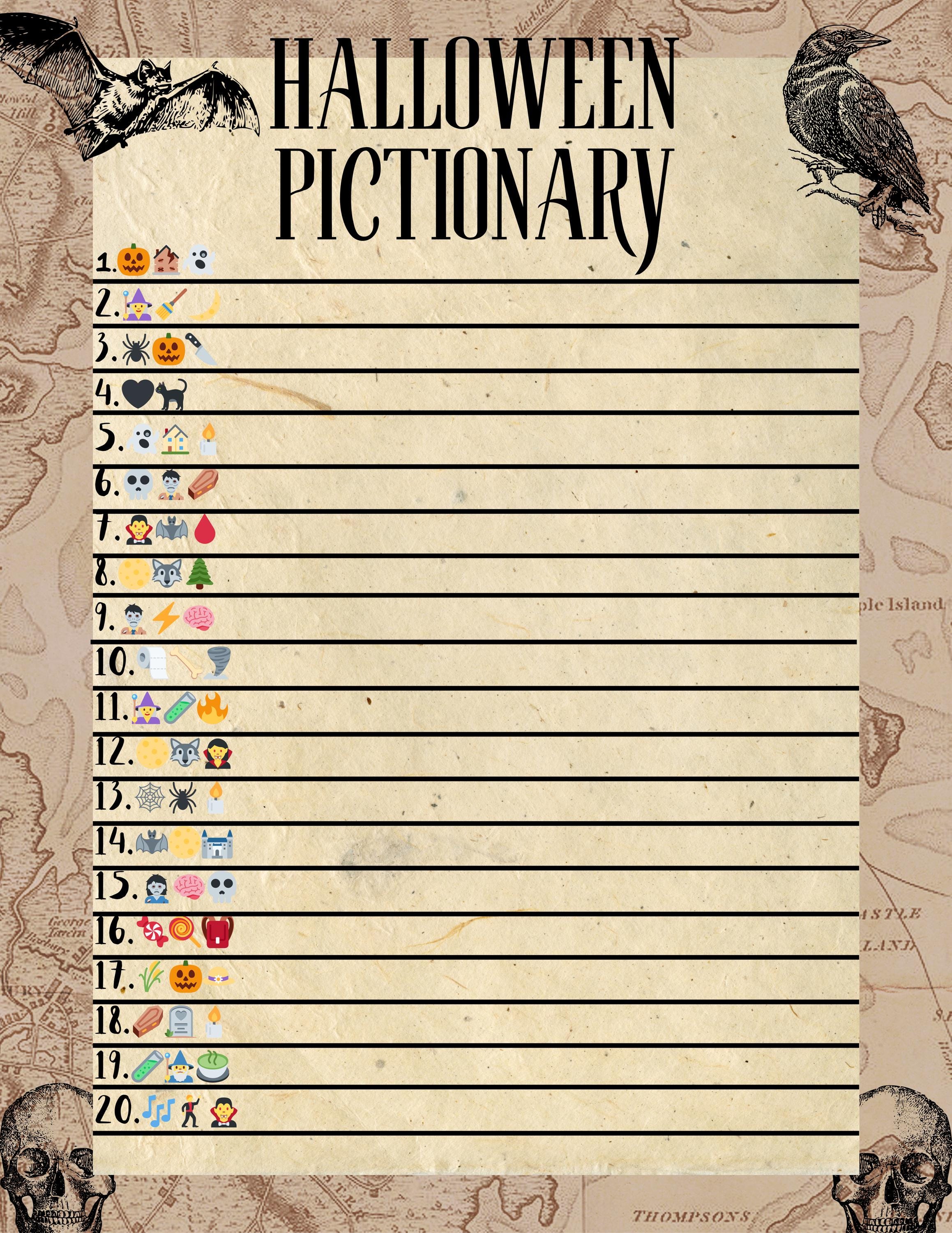 Pictionary Emoji Halloween, Jeu De Société à Imprimer, Activité ...