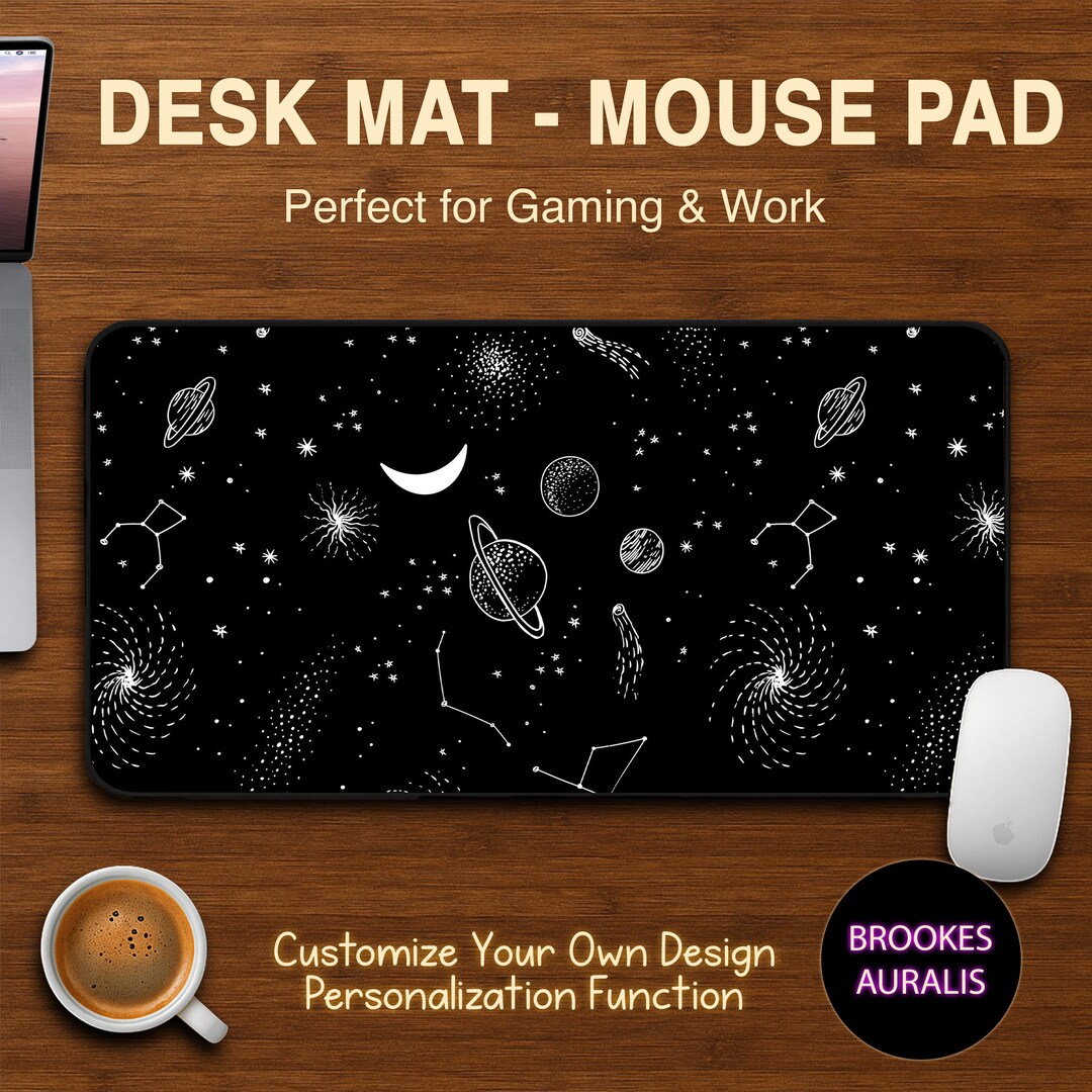 Outer Galaxy Space Desk Mat, Star Mouse Pad, Desk Pad Black Theme ...
