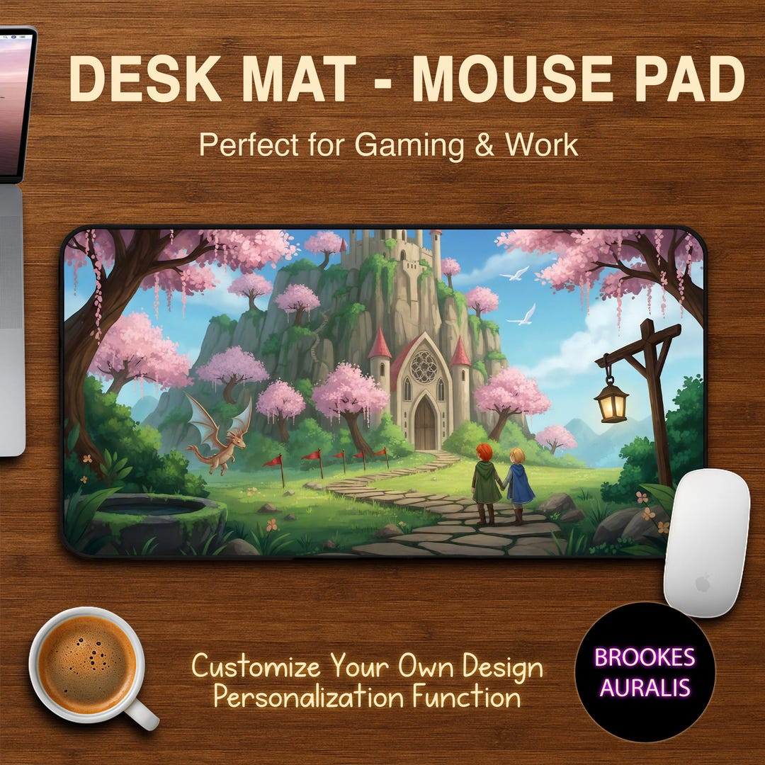 Fantasy Enchanted Castle Desk Mat, Custom Gaming Mouse Pad, Desk Mat ...