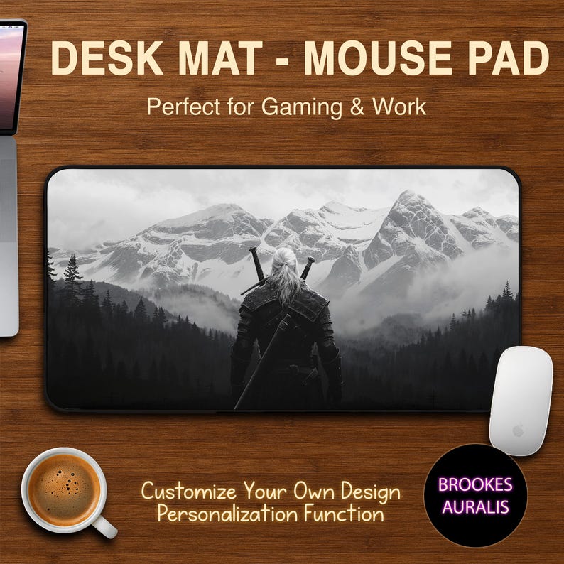 Geralt the Witcher 3 Gaming Desk Mat, Game Desk Mat, Personalize Game ...