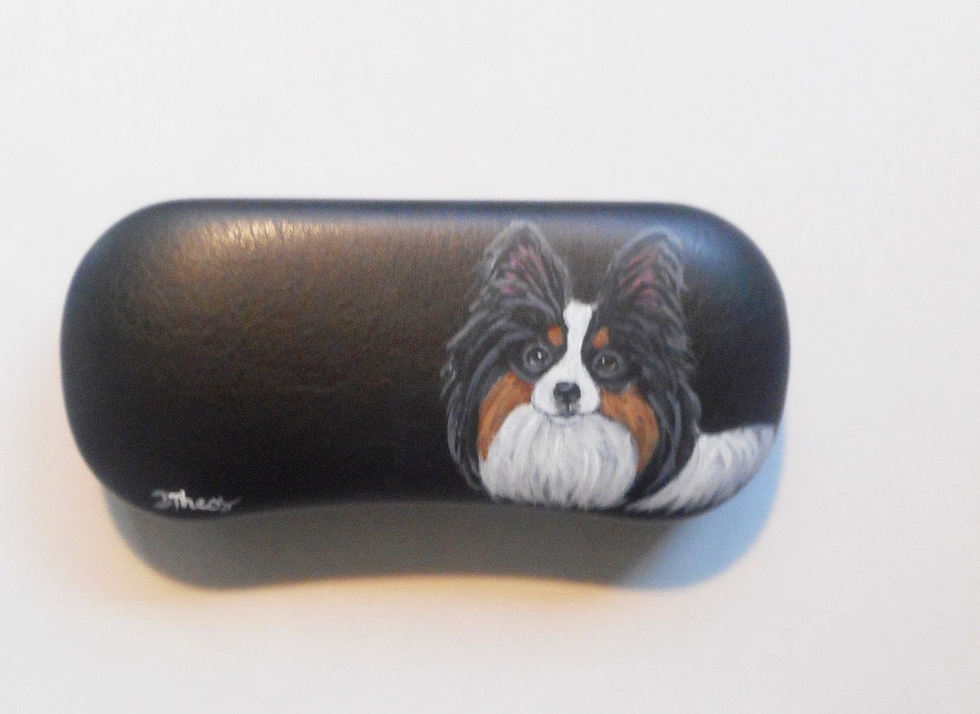 Tri Color Papillon Dog Eyeglass Case Vegan Hand Painted Pet Memorial - Etsy