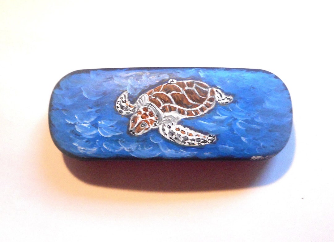 Sea Turtle Eyeglass Case, Reading Glasses Case, Hand Painted Turtle ...