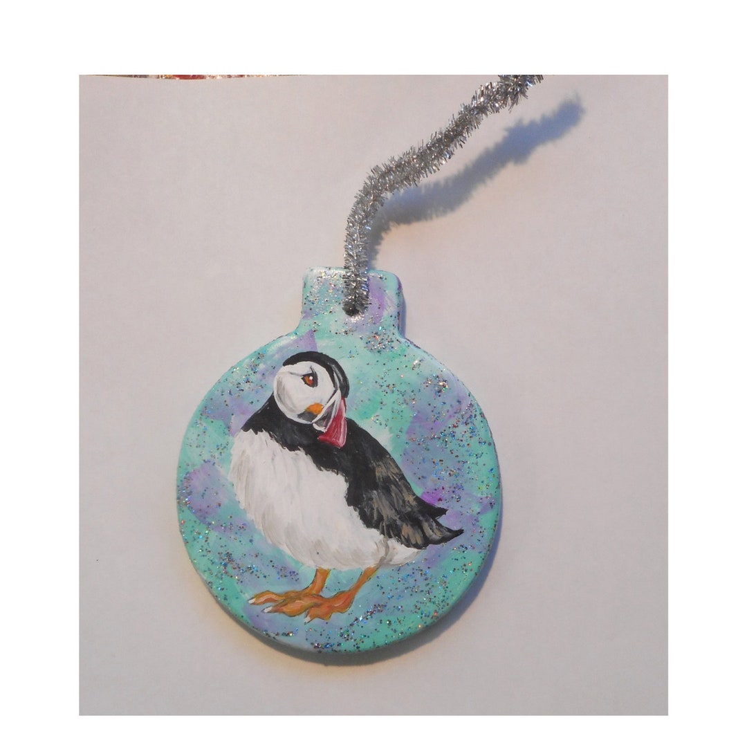 Puffin Bird Christmas Ornament: Hand-painted Ceramic Decoration - Etsy